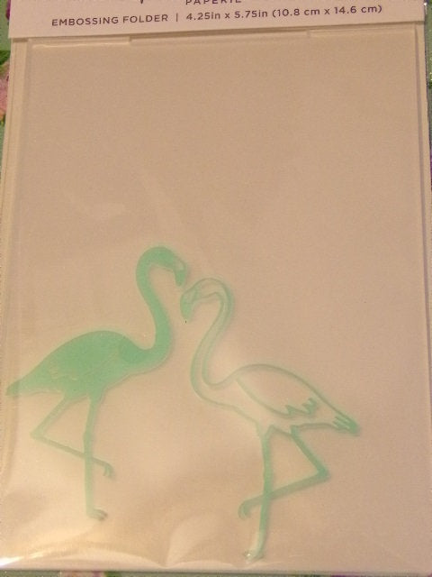 FLAMINGO LOVE - EMBOSSiNG FOLDeR by PARKLANE - New ! A2 Tropical Summe ...